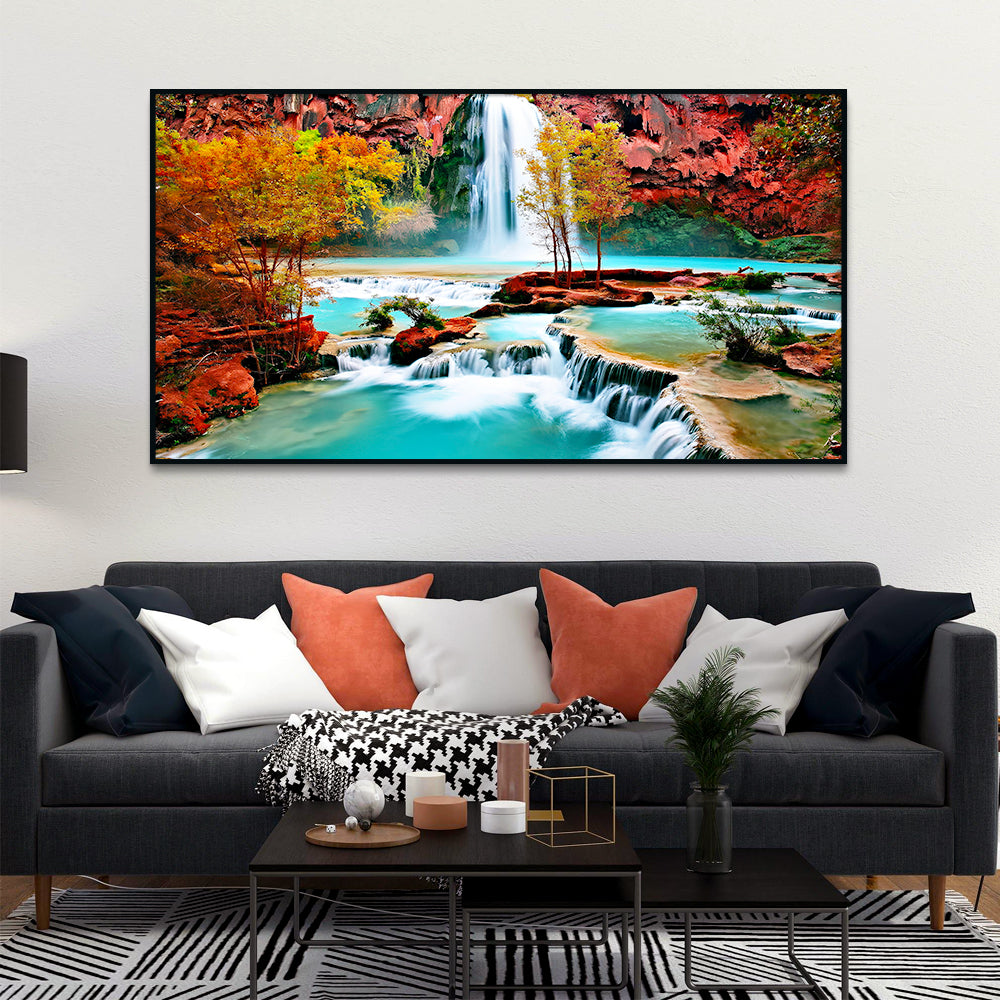 Glistening Waterfall Nature Scenery of Colorful Canvas Wall Paintings ...