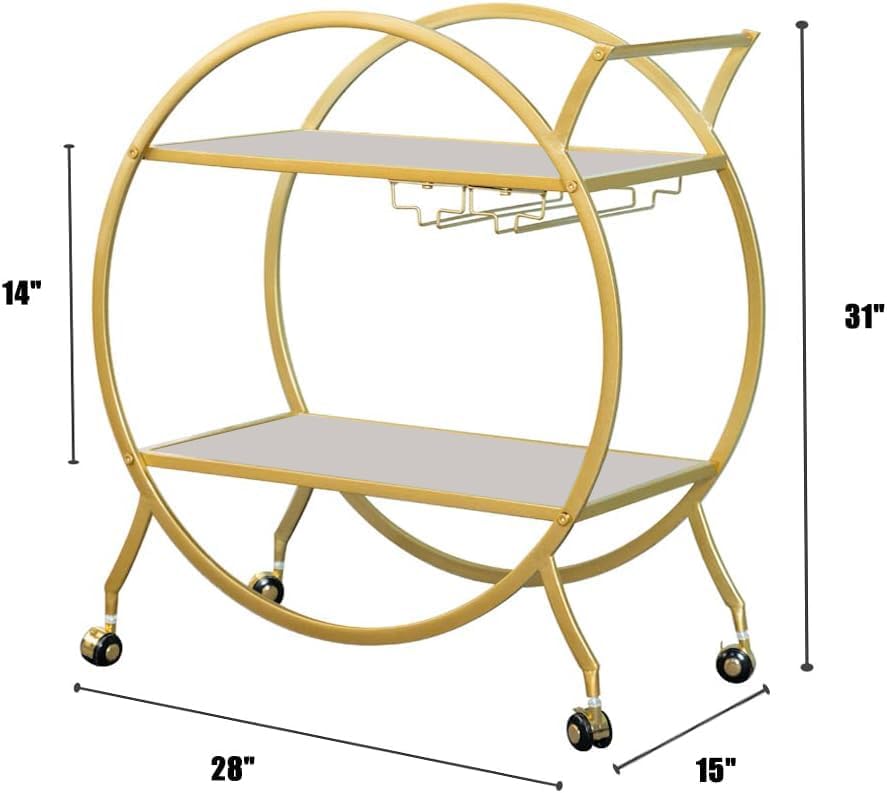 Modern Circular Bar Trolley With Dual Shelves – Wall Melody